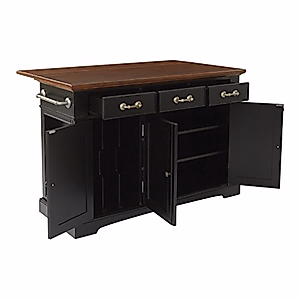 OSP Home Furnishings Country Kitchen Island, Distressed Black