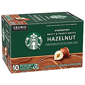 Starbucks Flavored Coffee K-Cup Pods, Hazelnut Flavored Coffee, Made without Artificial Flavors, Keurig Genuine K-Cup Pods, 10 CT K-Cups/Box (Pack of 2 Boxes)