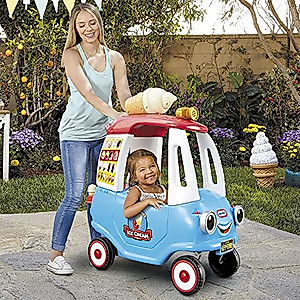 Little Tikes Cozy Ice Cream Truck, Coupe Ride On Car, Kid and Parent Powered, Truck Music, Including Accessories- Gift for Kids, Toy Girls Boys Ages 1.5 to 5 Years Old