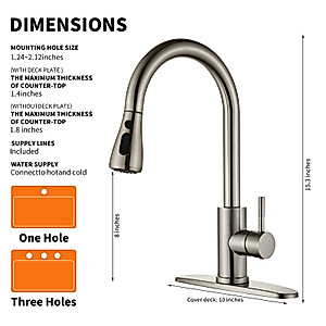 LOUEVIDO Kitchen Faucet with Pull Down Sprayer Brushed Nickel, High Arc Single Handle Sink Deck Plate, Commercial Modern rv Stainless Steel Faucets, Grifos De Cocina