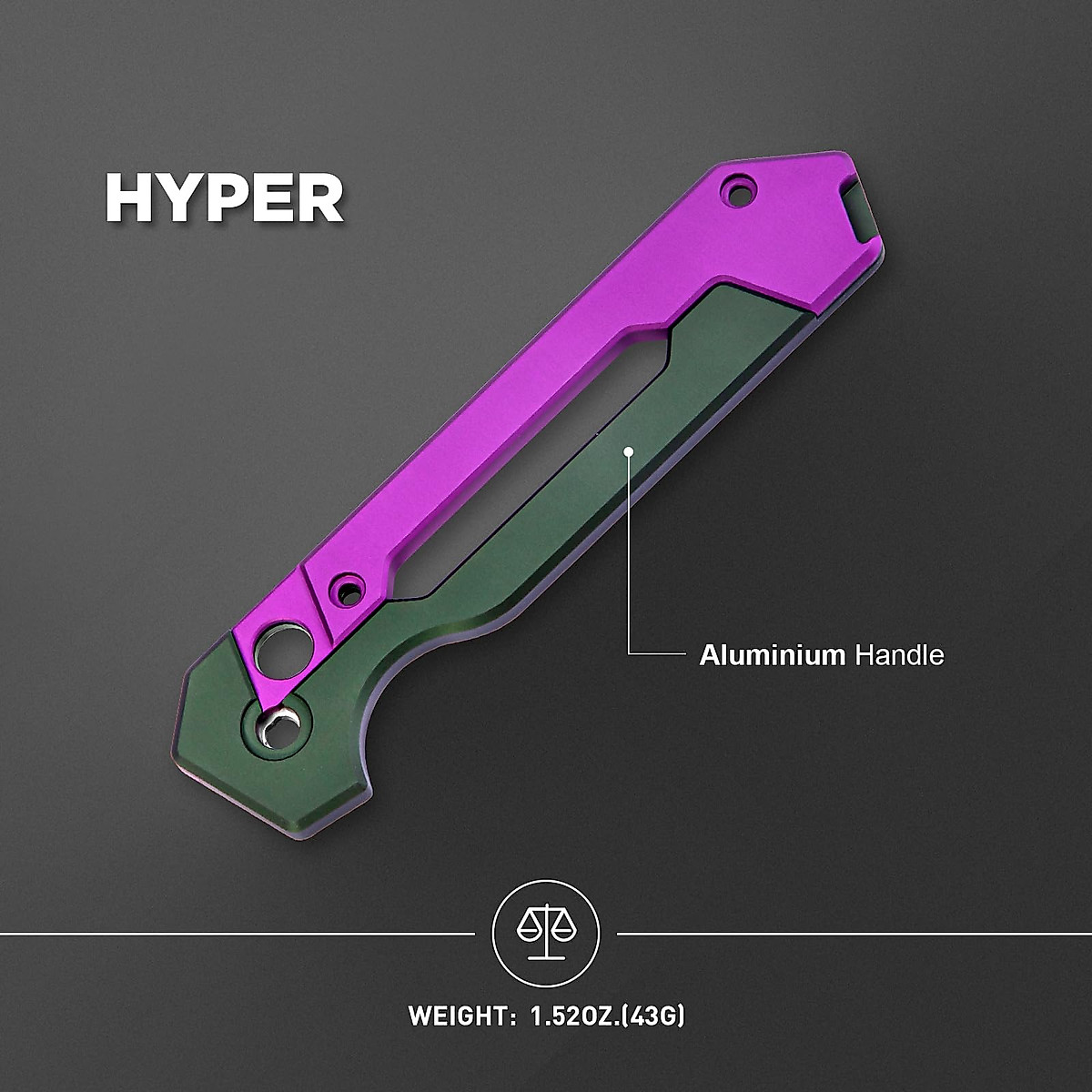 Kizer Hyper Folding Knife Handle Scales One Set Purple & Green Aluminium Scales for Pocket Knife Hyper H3632PG