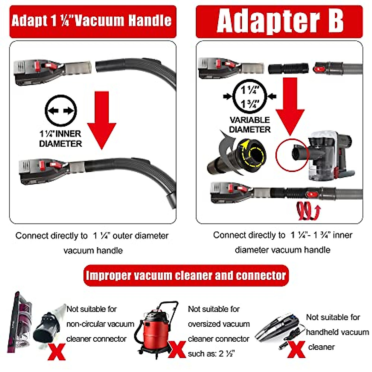 Portek Dog Hair Brush Vacuum Attachment for Most Vacuums, Pet Shedding Grooming Tool, Great for Dog Undercoat Removal, Deshedding Groomer, Extension Hose with Universal Adapters