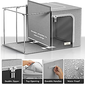 Storage Bins with Divided Interior - Stackable & Foldable Clothes Organizer Bags, Fabric Storage Container Organizers with Metal Oxford Frame Large Window & Carry Handles, Organization for Bedroom, Closet, Bedding, Linens, Clothes, Books & Toys - By Sorbu