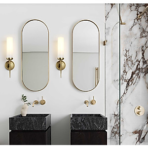 PERMO Vintage Wall Sconce Antique Single Sconces Lighting Fixture with 2.8" Cylindrical Shade Milk Glass Sconces for Bathroom Living Room