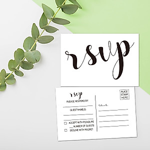 50 RSVP Postcards - Blank with Mailing Side, Response Cards for Bridal Shower, Rehearsal Dinner, Engagement Party, Baby Shower, or any Special Occasion, 4 x 6 Inches.
