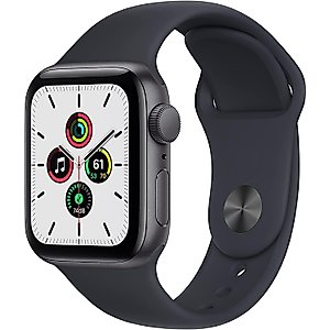 Apple Watch SE (GPS, 44mm) - Space Gray Aluminum Case with Midnight Sport Band (Renewed)