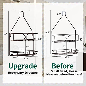 TreeLen Shower Caddy over Shower Head Hanging Bathroom Caddy for Shower Organizer 4 Hooks Shampoo Holder-Bronze