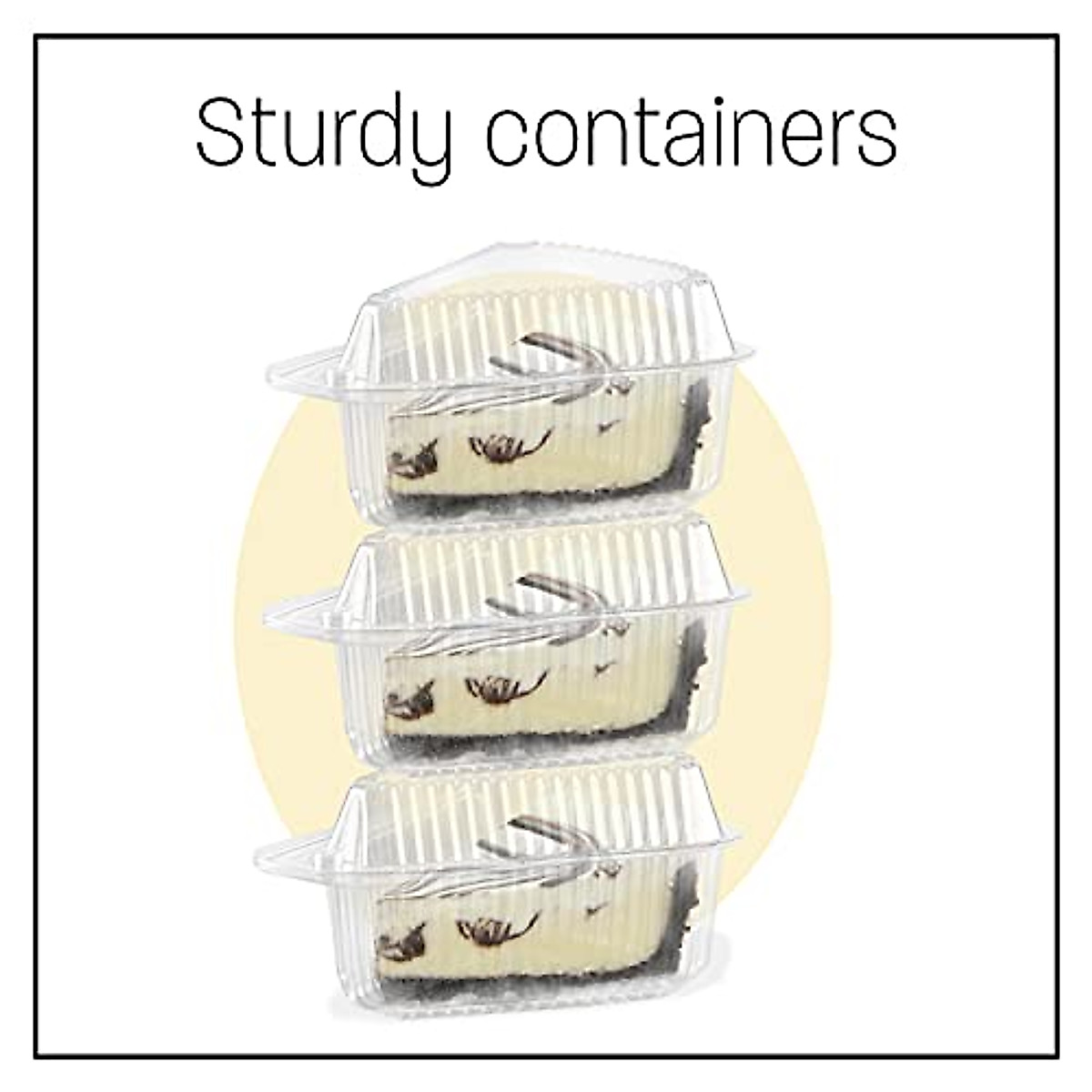 Cake Slice Container-Clear Cake Cheesecake Pie Slice Containers with Medium Dome Lid, Disposable Hinged, Pack of 50