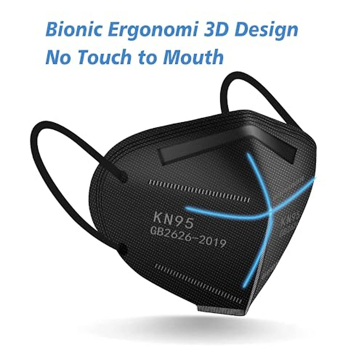 SDIW 50PCS KN95 Masks Black Face Masks 5 Layer Masks Filter Efficiency≥95% with Elastic Ear Loops and Nose Bridge Clip Breathable Face Mask