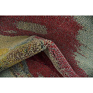 Unique Loom Estrella Collection Light Colors, Abstract, Modern, Vibrant Area Rug, 3 ft 3 in x 5 ft 3 in, Pink/Ivory