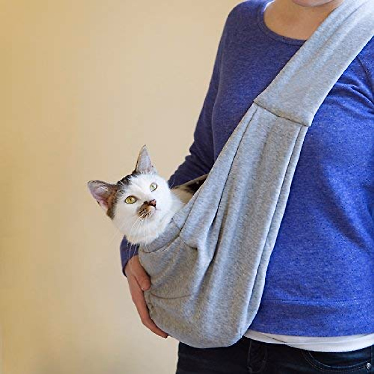 iPrimio Reversible Hands Free Pet Carrier Sling Bag: Soft Cat Sling, Dog Carrier Sling, Cat Papoose Carrier Front, Puppy Sling, Cat Carrier & Pet Sling Carrier for Cats - Black (Fits Small Pets)