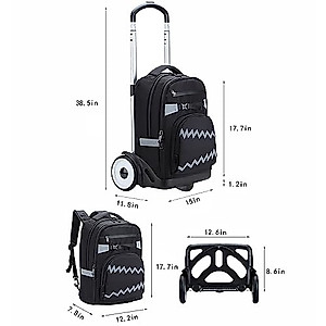 UNIKER Rolling Backpack with Removable Trolly Cart for Business,Travel Briefcase Commuter,Wheeled Carry-on Baggage with Laptop Compartment Fit 15.6 Inch,Silent Wheeled Backpack for Men