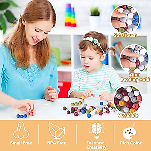 Silicone Beads, 150pcs Silicone Beads Bulk Round Bead 15mm Hexagon Silicone Beads 14mm for Jewelry Making Large Beads with Lanyard & Key Chain Ring for Keychain Making (15MM Macaron)