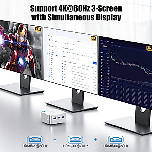 CTONE Mini PC Intel 12th N95(Up to 3.4GHz) 16GB RAM 512GB M.2 2242 NGFF with Windows 11 Pro Small Portable Compact Mini Computers Support Triple Screen Display 4K@60Hz/2*RJ45/Dual-WiFi/BT 4.2