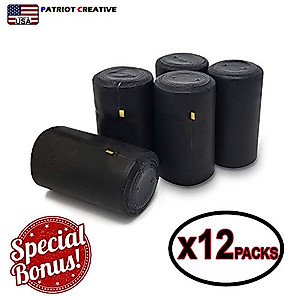 Woozy Bottles Empty 12.7 Oz Complete Sets of Premium Commercial Grade Clear Glass Dasher Woozy Bottle Shrink Capsule with Gold Tear Tab Leak Proof Screw Cap (Black 12 Sets) - 12 oz