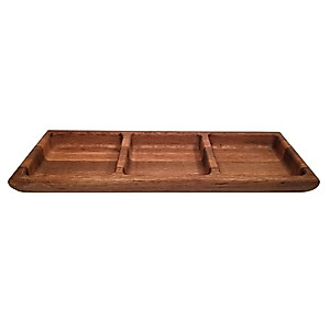 Catchall tray 3 sections, Oak Wood Serving Tray (Triple) Handmade by Hesse Woods from Sustainable Forests, 3-Section Serving Tray, for Appetizers, Charcuterie, Food & Snacks