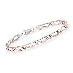 Ross-Simons Italian 2-Tone Sterling Silver Figaro-Link Bracelet. 8.5 inches