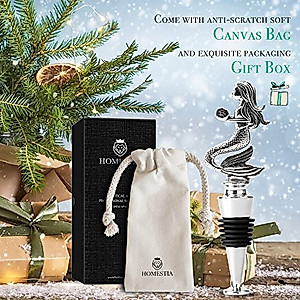 Homestia Wine Bottle Stopper Mermaid Gifts for Women Mom, Daughter Wine Stopper for Glass Bottles, Wine Preserver, Zinc-Alloy Silicone Wine Stoppers Cute Wine Accessories with Fancy Decors