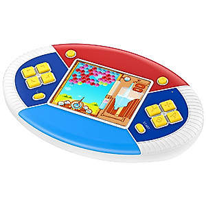TEBIYOU Handheld Game Console for Kids Build in 218 Puzzle Leisure Video Games Portable Rechargeable Oval Colorful Gamming System with 3.0” LCD Boys Girls Birthday Christmas Party Gift (White)