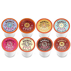 Donut Stop Flavored Coffee Pods, Compatible with 2.0 K-Cup Brewers, Donut Flavor Coffees, Assorted Variety Pack, 40 Count