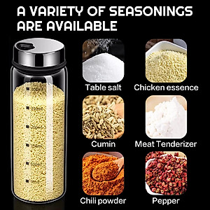 2 Piece 4-Neck Seasoning Shakers Moisture Resistant Seasoning Shakers Glass Seasoning Shakers, Salt and Pepper Shakers with Adjustable Pour Holes - For Seasoning, Picnics (2 large spice jars10oz)