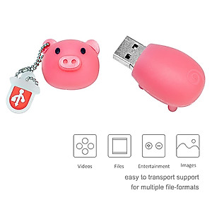 64GB USB Flash Drive Cute Pink Piggy Model Memory Stick, BorlterClamp Lovely Thumb Drive Pen Drive Gifts for Friends and Children
