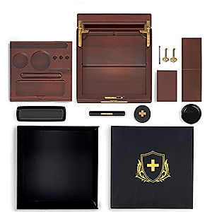 GREEN CROSS Stash Box Decorative Box Lock Box with Key Wooden Box Smell Proof Removable Wooden Tray Ceramic Tray Adjustable Compartments Storage Box for Home and Organization