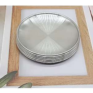 6 Pcs 5.5 Inch Circular Trinket Tray, Gold Stainless Steel, for Serving Trays Towel Storage Dish Plate Tea Fruit Trays Cosmetics Jewelry Plate Decorative Storage Tray (5.5 Inch, Silver)