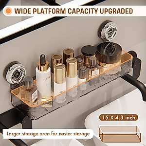 MEIGESI Acrylic Clear Suction Cup Shower Caddy, Detachable Wall-Mounted Storage Rack, No-Drill Shower Organizer, Removable Storage Rack for Bathroom/Kitchen/Bedroom, Gray Silver, 2 Pack