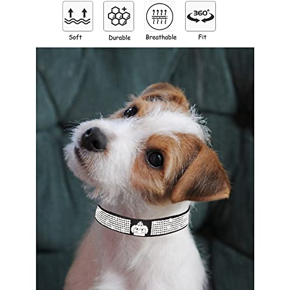 Bling Dog Collar for Small Medium Large Dogs, Crown Rhinestone Dog Collars for Girl and boy Dog, Diamond Puppy Collars, Adjustable Leather Suede SOFE Cat Collar (XS(8.2"-10.6"/21CM-27CM), Rose Red)