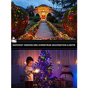 2 Pack Each 32.8ft 120 LED Battery Operated Christmas Tree Lights Indoor Outdoor Cluster String Lights with Timer 8 Modes Dark Green Wire Fairy Light for Xmas Bedroom Garden Decorations (Multicolor)