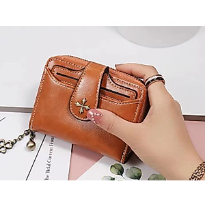 GGOOB Small Wallet for Women Zip Bifold Vintage Wallet Goth Purse Mini Leather Cash Wallets with Zipper Coin Pocket (Black,Small)