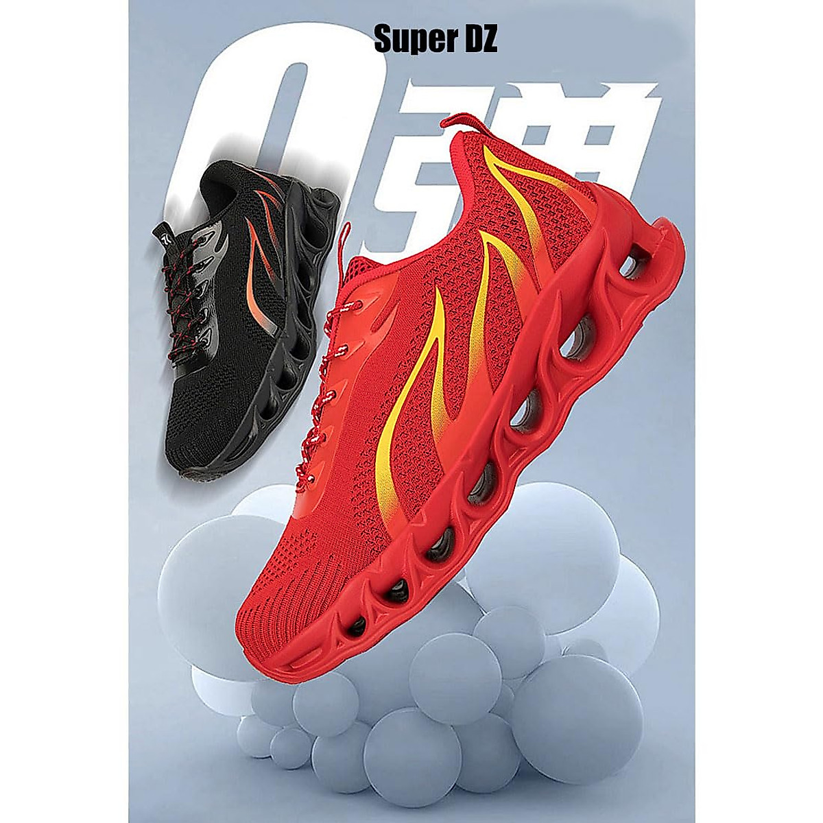 Softsfeel Women's Relieve Foot Pain Perfect Walking Shoes, Womens Walking Shoes with Arch Support Comfort Non Slip Wide Width Shoes, Black and Blue, 10 Women/10 Men