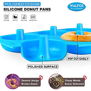 Walfos Silicone Donut Mold - Non-Stick Silicone Doughnut Pan Set, Just Pop Out! Heat Resistant, Make Perfect Donut Cake Biscuit Bagels, BPA FREE and Dishwasher Safe, Set of 3