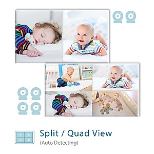 Low EMF 5" HD Auto Noise Reduce Baby Monitor with 2 Cameras.No WiFi Long Range, Split Screen, 2-Way Talk, Lullaby, Auto Night Vision Moonybaby Trust50