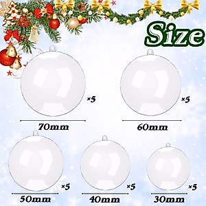 Clear Fillable Ornaments Ball, 25 PCS Transparent Plasti Craft Ornament Balls 5 Different Sizes for DIY Bath Bomb Mold Set and Party Decor