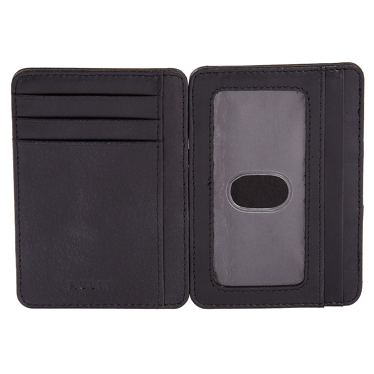 AULIV Card Holder Leather Magic Wallet RFID Blocking Slim Minimalist Front Pocket Credit Card Case for Men Women (Black)