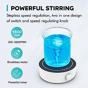 LAB FISH Laboratory Magnetic Stirrer 1800PRM Magnetic Mixer Max Stirring 3000ml Capacity Stir Plate with Stir Bar Egg for Lab and Homebrew