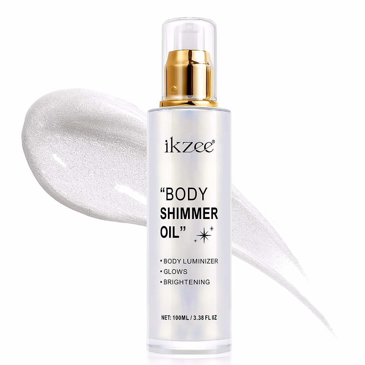 Body Shimmer Oil,Long Lasting Shimmer Body Oil,Face Brighten Glows Highlighters & Luminizers Body Makeup Shine Oil,Body Oils for Face & Body (Silver)