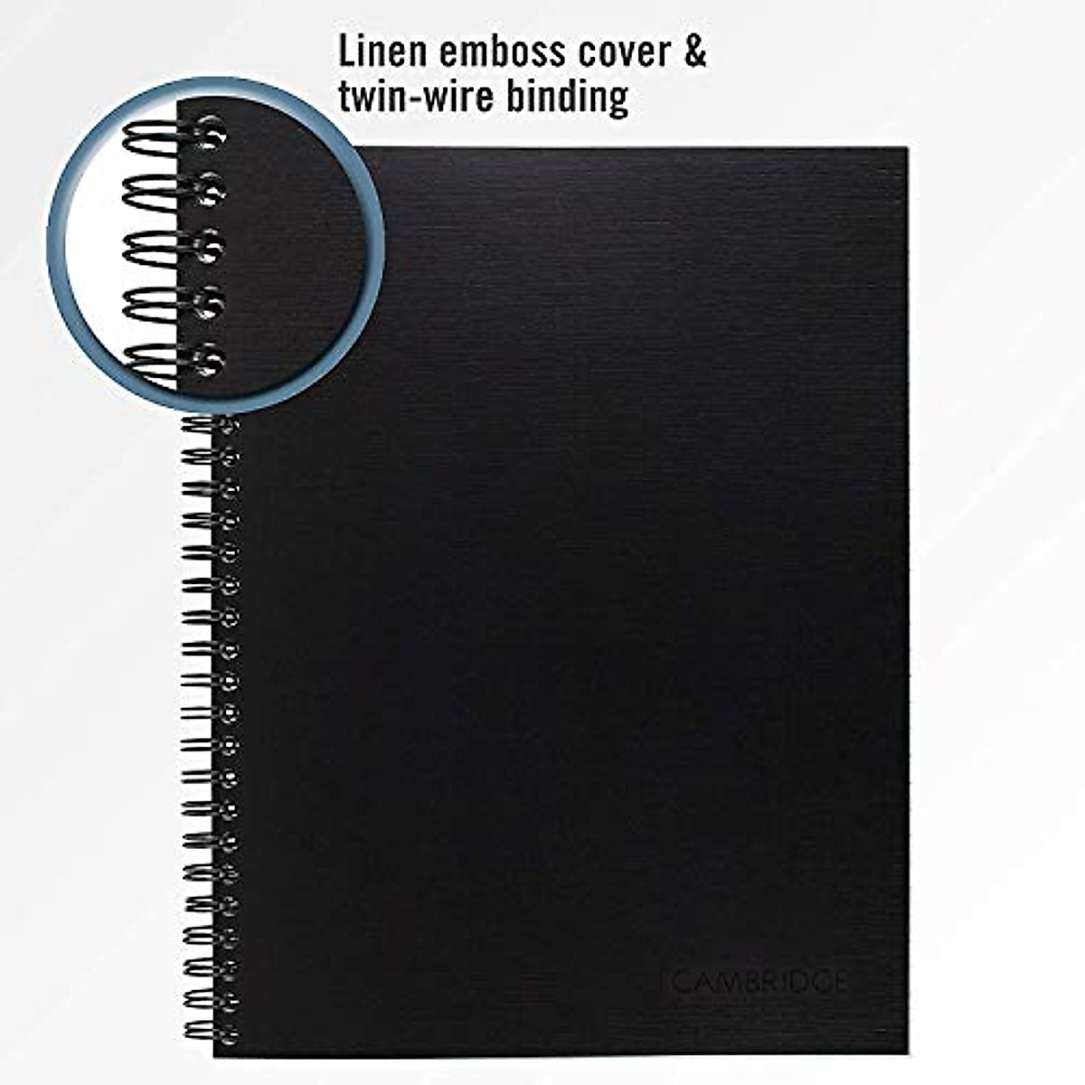 Cambridge Business Notebook, Legal Ruled, 6-1/2" x 9-1/2", Wirebound, Black, 2 Pack (73599)