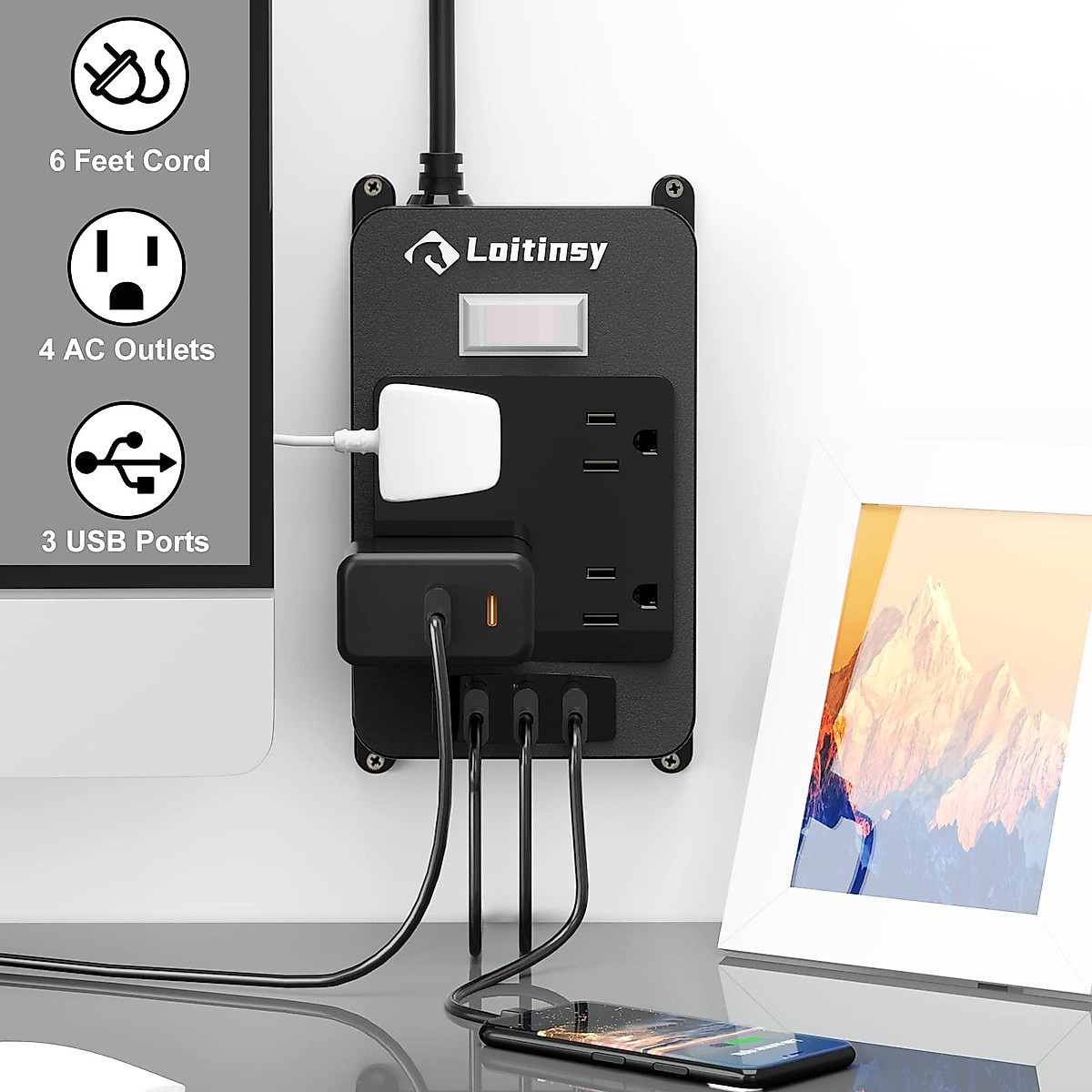 Outdoor Power Strip Weatherproof with 4 Outlets, Outdoor Surge ...