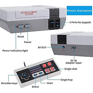 Retro Game Console, Classic Mini Game Console, AV Output 8-Bit Game System, Built-in 620 Video Games With 2 Classic Controllers - Plug and Play for Kids Birthday