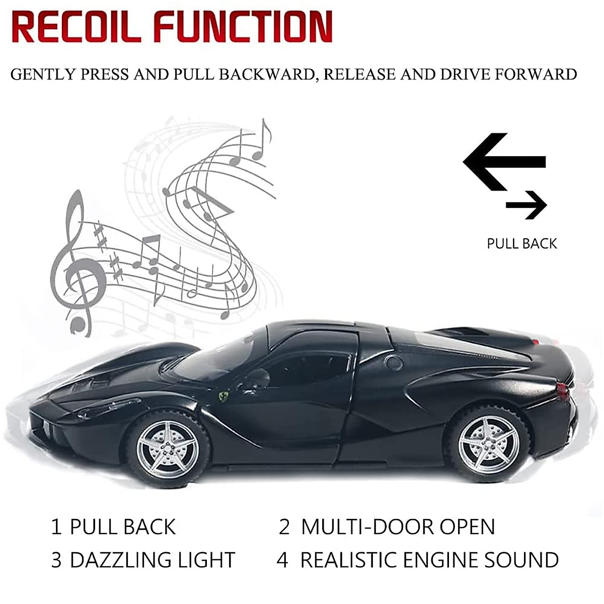 Compatible for 1:32 Ferrari Sportscar Race Car Model Toy for Kids Boy Girl or Adult Ideas Gift, Pull Back Toy Car Alloy Diecast Vehicle w/Sound & Light, for LaFerrari Lovers or Child (Red)