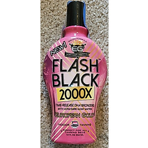 European Gold Flash Black 2000X Indoor Tanning Lotion with Time-Release DHA Bronzers, 12 Ounce