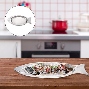 Serving Platter Dish Fish Shape Stainless Steel Oval Platter Fish Grill Serving Tray Fish Plate for Steaming Fish