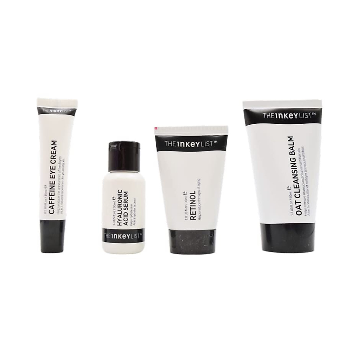 The INKEY List Winter Skin 101:: Oat Cleansing Balm, Hyaluronic Acid Serum, Caffeine Eye Cream, Retinol Serum