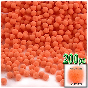 The Crafts Outlet Polyester Pom Poms, Solid Color, 5mm/0.20-inch, 200-pc, Orange