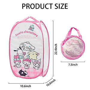 Cute Mesh Popup Laundry Hamper with Carry Handles, Large Capacity Foldable Lightweight Dirty Clothes Basket for Girls Room, Dorm | Travel & Camping