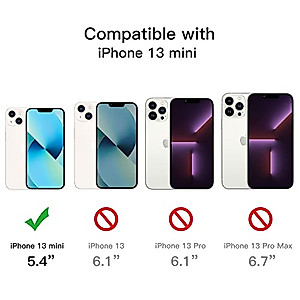 JETech 3 in 1 Case for iPhone 13 Mini 5.4-Inch, with 2-Pack Screen Protector and 2-Pack Camera Lens Protector, Non-Yellowing Shockproof Bumper Phone Cover, Full Coverage Tempered Glass Film (Clear)