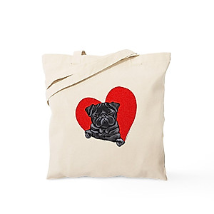CafePress Black Pug Heart Tote Bag Canvas Tote Shopping Bag